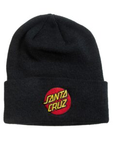 santa cruz beanie classic dot long shoreman unisex skate beanie - black, size: one size