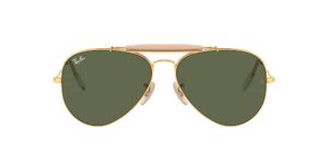 ray-ban rb3029 outdoorsman ii aviator sunglasses, gold rose/g-15 green, 62 mm