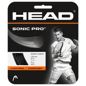 head sonic pro tennis racket string 40' set - 17 gauge monofilament racquet string, black