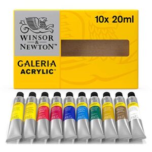 winsor & newton galeria acrylic paint, 10 x 20ml (0.7--oz) tube paint set