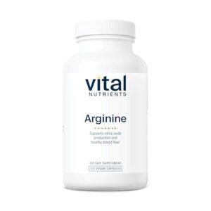 vital nutrients - arginine - l-arginine amino acid support for circulatory and heart health - 120 vegetarian capsules per bottle - 1500 mg