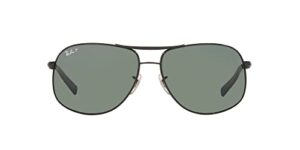 ray-ban men's rb3387 polarized pilot sunglasses, black, 64mm