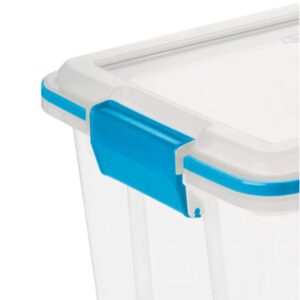 Sterilite 20 Qt Gasket Box, Stackable Storage Bin with Latching Lid and Tight Seal, Plastic Container to Organize Basement, Clear Base and Lid, 6-Pack