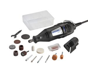 dremel 200-1/15 two-speed rotary tool kit with 1 attachment 15 accessories - hobby drill, woodworking carving tool, glass etcher, small pen sander, garden tool sharpener, craft and jewelry drill