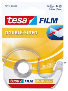 tesafilm double-sided adhesive tape - easy hanging of paper, photos and decorations, 1 roll, 24.6 ft x 0.5 in, transparent