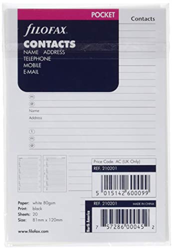 Filofax Pocket Name/Address/Phone (B210201)