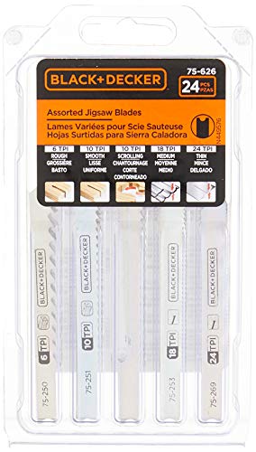 BLACK+DECKER Jigsaw Blades Set, Assorted, Wood and Metal, 24-Pack (75-626)