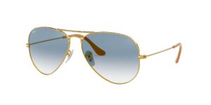 ray-ban rb3025 classic aviator sunglasses, gold/clear gradient blue, 55 mm