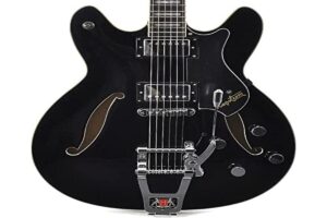 hagstrom tremar viking deluxe semi-hollow body electric guitar - black gloss