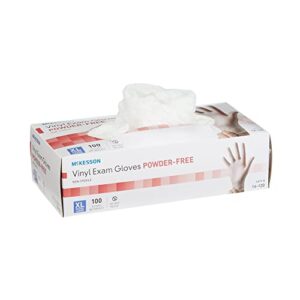 mckesson vinyl exam gloves, non-sterile, powder-free, xl, 100 count, 1 box