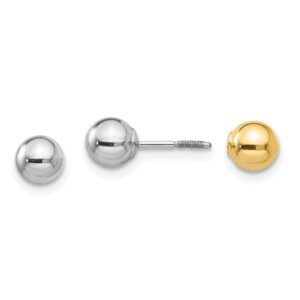 14k two tone gold reversible ball screw earrings