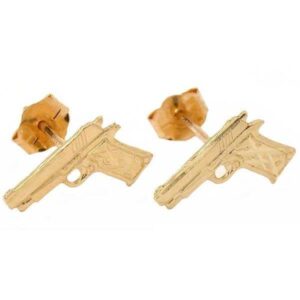 14k gold semi-automatic handgun earrings 7mm