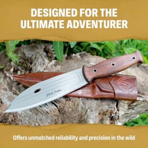 Condor Bushlore Knife | Bushcraft Knife | High Carbon Steel | Walnut Handle | Scandi Grind | Small Fixed Blade Knives | Hand Crafted Leather Sheath | Camp Knife | 3mm Thick | 4.3in Blade | 6.1oz