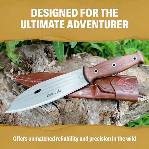 Condor Bushlore Knife | Bushcraft Knife | High Carbon Steel | Walnut Handle | Scandi Grind | Small Fixed Blade Knives | Hand Crafted Leather Sheath | Camp Knife | 3mm Thick | 4.3in Blade | 6.1oz