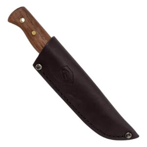 Condor Bushlore Knife | Bushcraft Knife | High Carbon Steel | Walnut Handle | Scandi Grind | Small Fixed Blade Knives | Hand Crafted Leather Sheath | Camp Knife | 3mm Thick | 4.3in Blade | 6.1oz