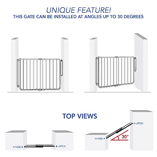 Cardinal Gates SS30 Stairway Special Baby Gate for Stairs - Adjustable Indoor Dog Gate - Aluminum Safety Gate for Kids & Pets - Can be Installed at Angles - 27 to 42.5 Inches Wide - Black