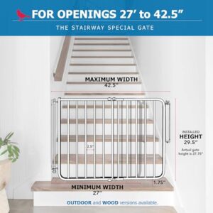 Cardinal Gates SS30 Stairway Special Baby Gate for Stairs - Adjustable Indoor Dog Gate - Aluminum Safety Gate for Kids & Pets - Can be Installed at Angles - 27 to 42.5 Inches Wide - Black