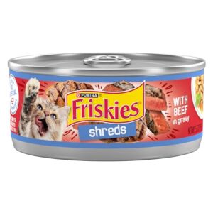 purina friskies gravy wet cat food, shreds with beef in gravy - (pack of 24) 5.5 oz. cans