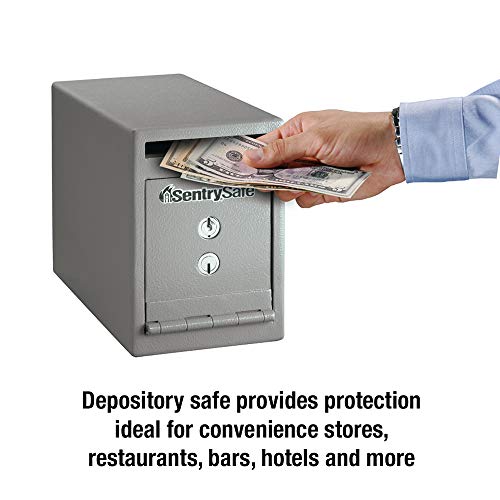 SentrySafe Depository Safe with Dual Key Lock, Steel Drop Slot Safe for Offices and Businesses, Stores Cash, Money, 0.23 Cubic Feet, 8.5 x 6 x 12.3 Inches, UC-025K