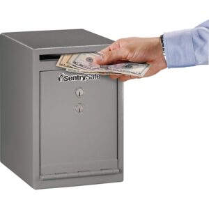 sentrysafe depository safe with dual key lock, steel drop slot safe for offices and businesses, stores cash deposits, 0.38 cubic feet, 12 x 8 x 10.3 inches, uc-039k