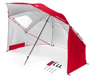 sport-brella vented spf 50+ sun and rain canopy umbrella for beach and sports events (8-foot, red)