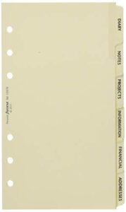 filofax personal subject index cream 6 tabs