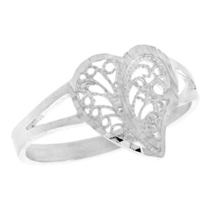 sterling silver filigree heart ring, 1/2 inch, size 7.5