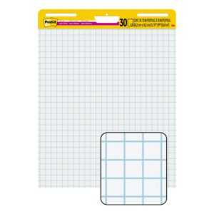 Post-it Super Sticky Easel Pad, Great for Virtual Teachers and Students, 25 x30 Inches, White with Grid, 30 Sheets/Pad, 4 Pads/Pack (560 VAD 4PK)