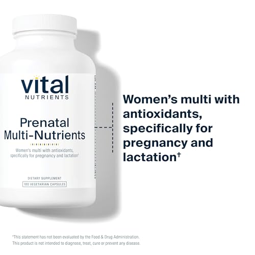 Vital Nutrients - PreNatal Multi-Nutrients - Women's Multi-Vitamin/Mineral Formula with Potent Antioxidants - 180 Vegetarian Capsules per Bottle