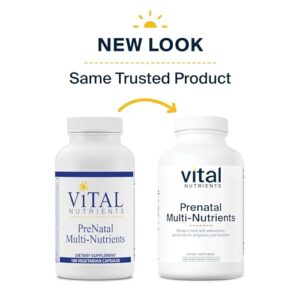 Vital Nutrients - PreNatal Multi-Nutrients - Women's Multi-Vitamin/Mineral Formula with Potent Antioxidants - 180 Vegetarian Capsules per Bottle