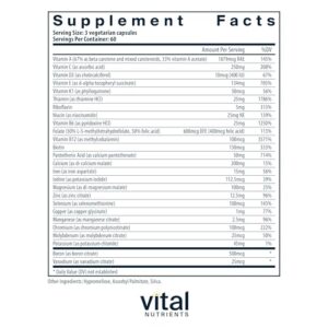 Vital Nutrients - PreNatal Multi-Nutrients - Women's Multi-Vitamin/Mineral Formula with Potent Antioxidants - 180 Vegetarian Capsules per Bottle