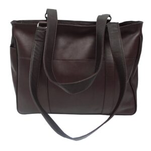 piel leather small shopping bag, chocolate, one size