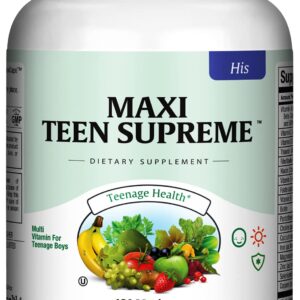 Maxi Health Teen Supreme HIS Vitamins for Teen Boys (120) - Teen Multivitamin for Young Men Ages 12 17 - Daily Teen Vitamins for Height Growth, Nutrition, Energy, Antioxidants & Teen Boy Needs