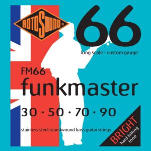 rotosound fm66 swing bass 66 stainless steel funkmaster bass guitar strings (30 50 70 90)