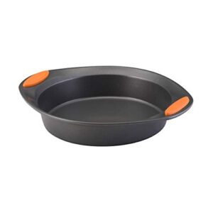 rachael ray yum -o! nonstick bakeware baking pan with grips / nonstick cake pan with grips, round - 9 inch, gray