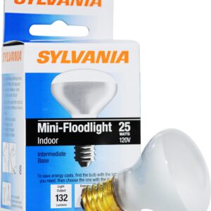 SYLVANIA Mini-Floodnight Incandescent Bulb, 25W R14, Intermediate Base, Reflector, 130 Lumens, 2850K, 120V, Frosted - 1 Pack (14784), Warm White