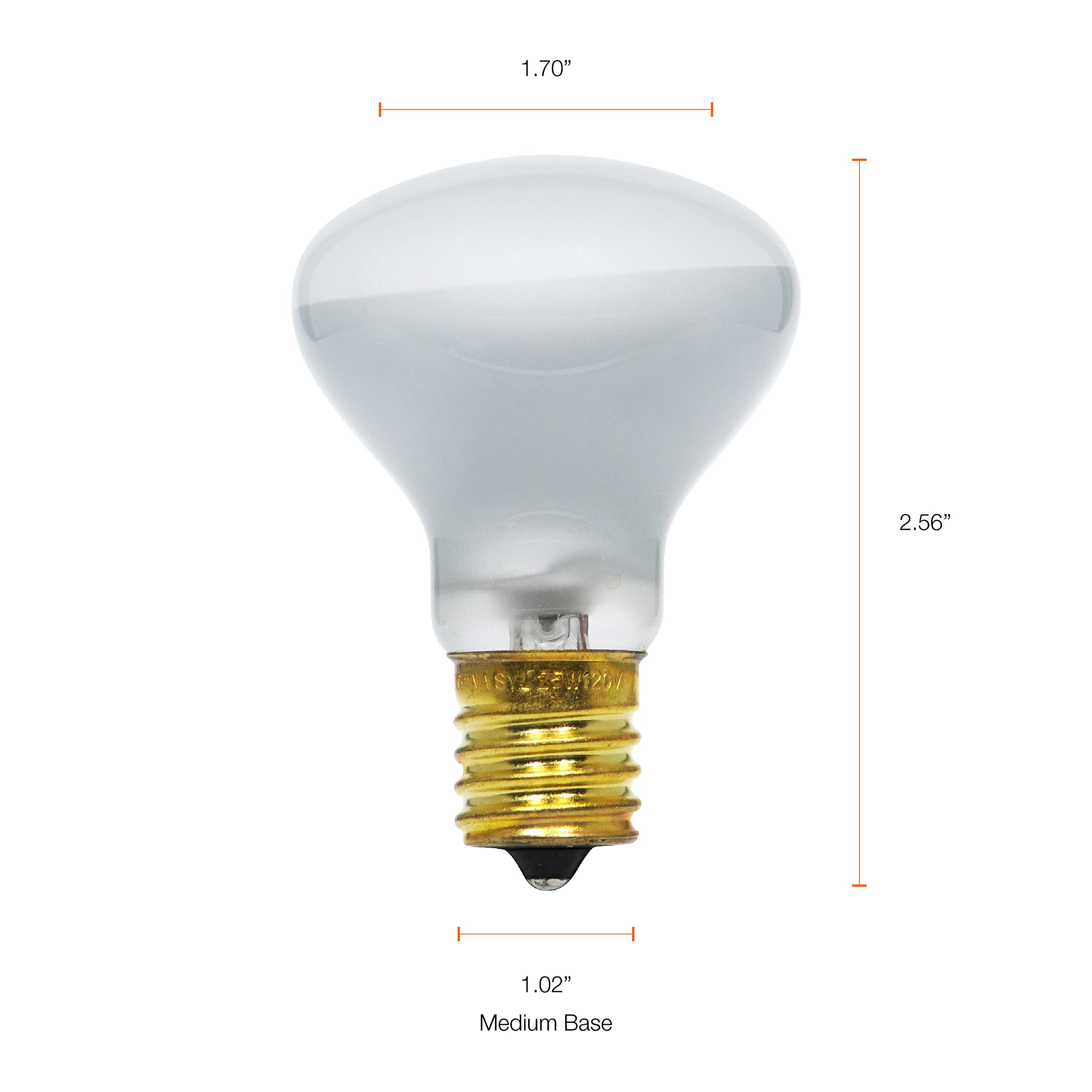 SYLVANIA Mini-Floodnight Incandescent Bulb, 25W R14, Intermediate Base, Reflector, 130 Lumens, 2850K, 120V, Frosted - 1 Pack (14784), Warm White