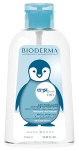 bioderma abcderm h2o - baby skin care - micellar cleansing water for babies and kids, blue, 33.8 fl oz