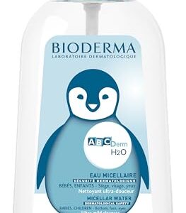 Bioderma ABCDerm H2O - Baby Skin Care - Micellar Cleansing Water for Babies and Kids, Blue, 33.8 Fl Oz