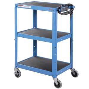 global industrial steel audio visual & instrument cart blue