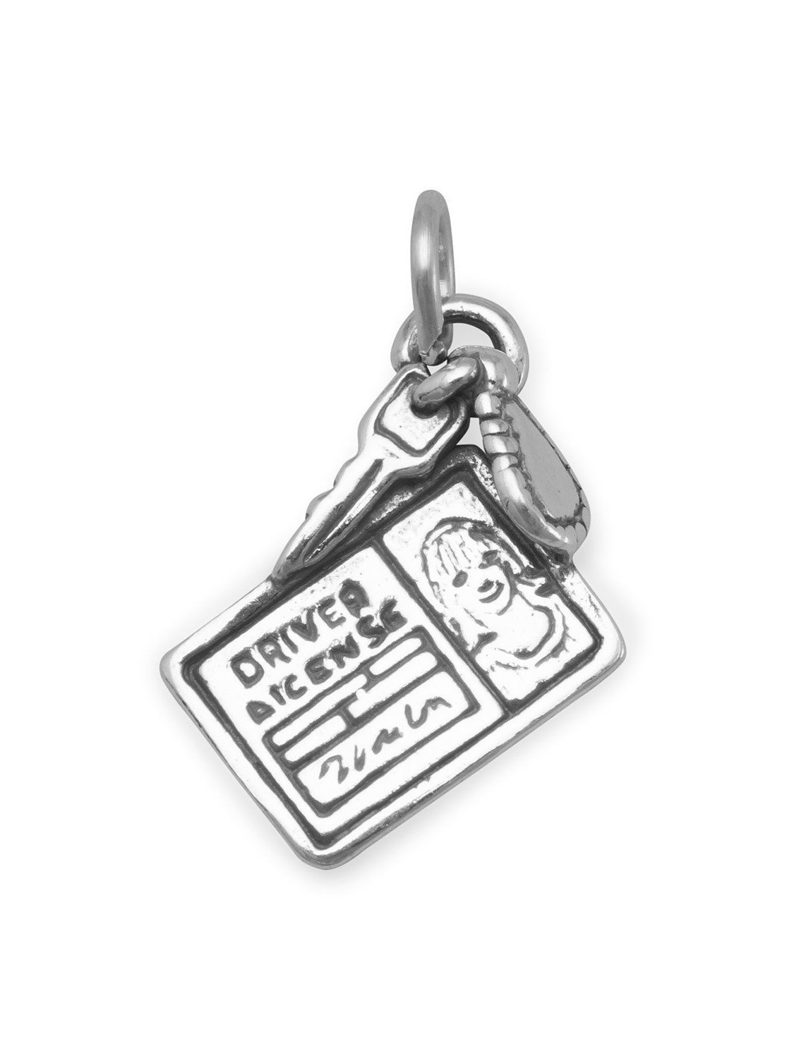 AzureBella Jewelry Driver License and Key Charm Sterling Silver - Made in the USA