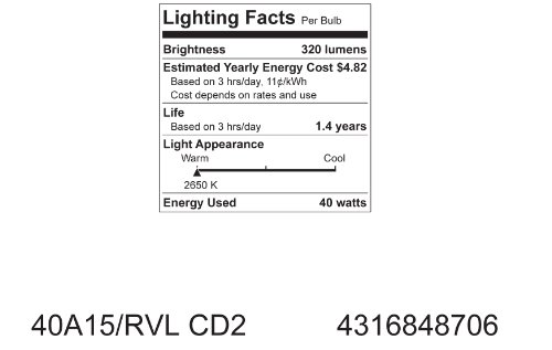 GE Lighting 48706 40-Watt Reveal A15 Appliance Bulb, 2-Card, 2 Count (Pack of 1), Clear