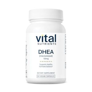 vital nutrients dhea 10mg | vegan micronized dhea supplement for women & men | supports hormone balance | supports healthy metabolism of sugar & minerals | gluten, dairy, soy free | 60 capsules