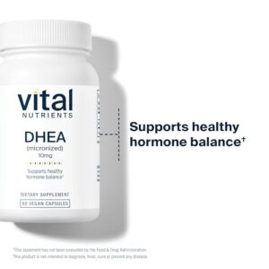 Vital Nutrients DHEA 10mg | Vegan Micronized DHEA Supplement for Women & Men | Supports Hormone Balance | Supports Healthy Metabolism of Sugar & Minerals | Gluten, Dairy, Soy Free | 60 Capsules