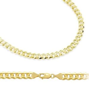 14k solid yellow gold cuban curb link bracelet 3.2mm 7