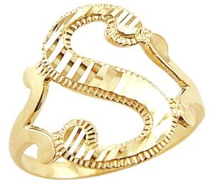 sonia jewels size- 11-14k yellow gold initial letter ring s