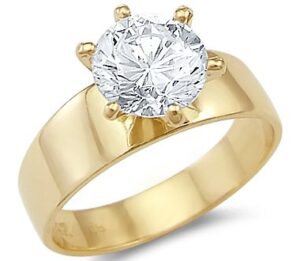 size- 8 - solid 14k yellow gold solitaire engagement cz cubic zirconia ring band 2 ct. round cut