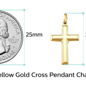 14k Yellow Gold Cross Pendant Charm Plain 1" - Jewelry Gifts For Women Wife Mom Gifts For Men Husband Dad