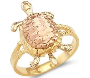 sonia jewels size- 8-14k yellow white rose tri color gold ladies turtle ring