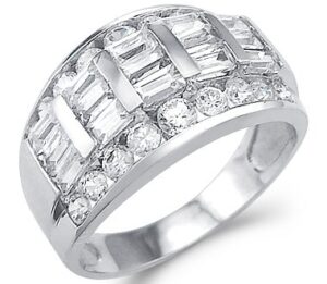 size- 7 - solid 14k white gold ladies cz cubic zirconia wedding anniversary band ring 2.0 ct